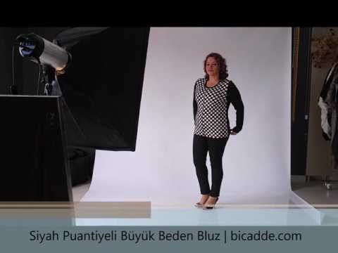Büyük Beden Siyah Puantiyeli Bluz | Bicadde