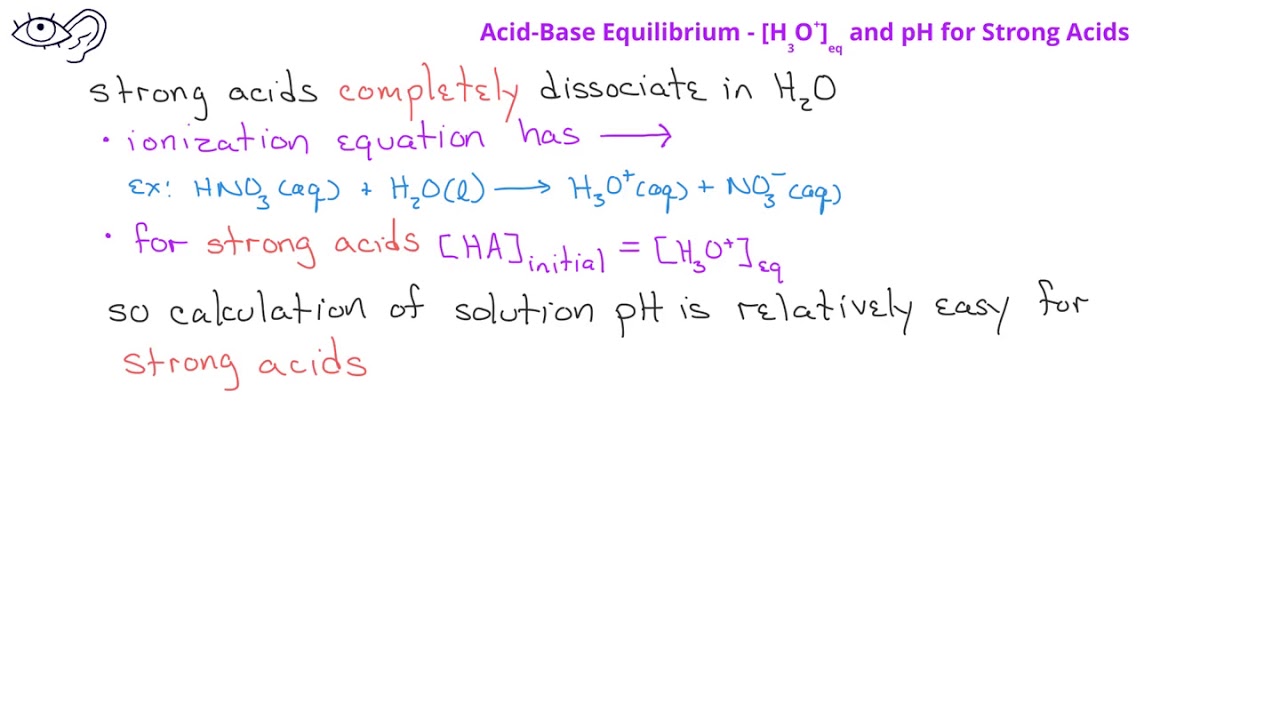 Acid-Base Equilibrium -07 [H3O+] & pH for Strong Acids - YouTube