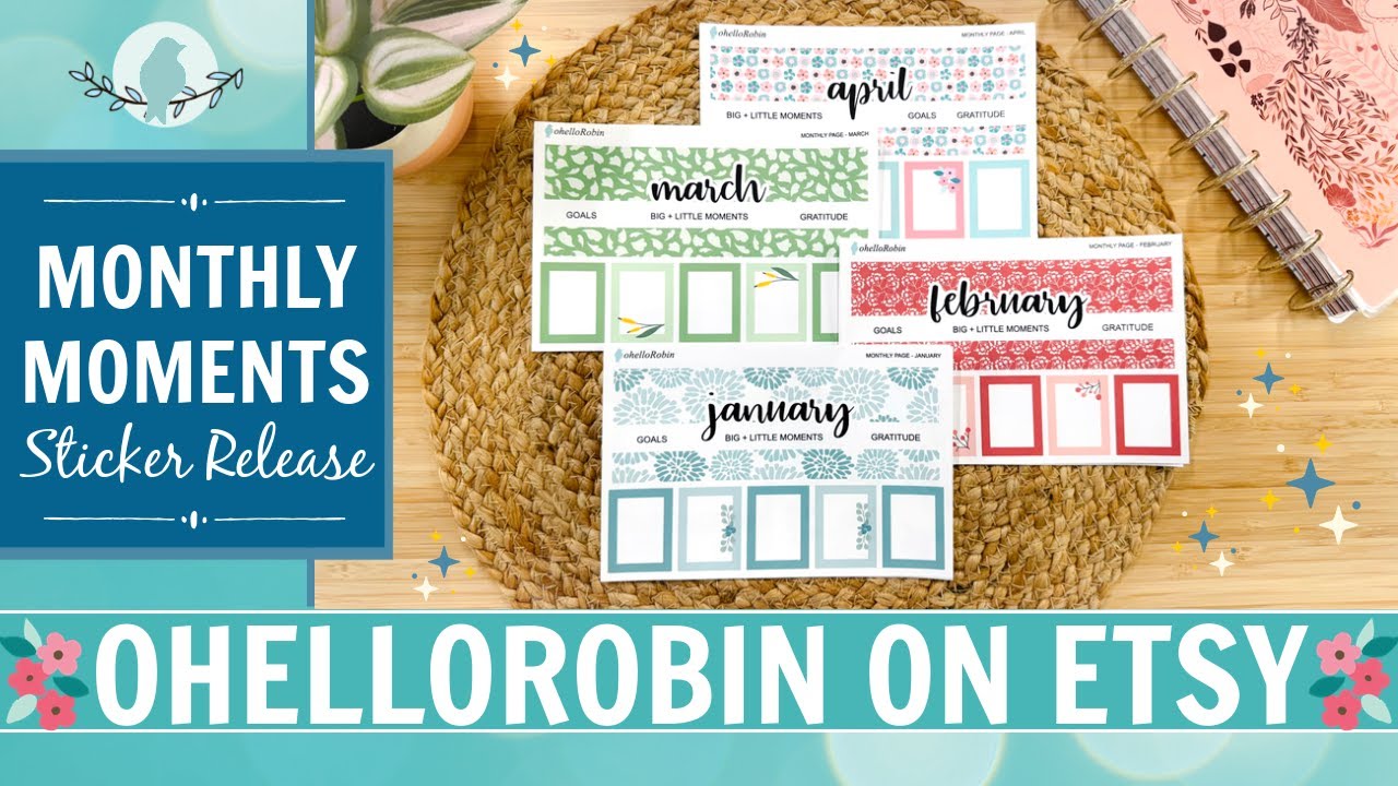 Monthly Moments Sticker Release | ohelloRobin Etsy Shop | Decorative ...