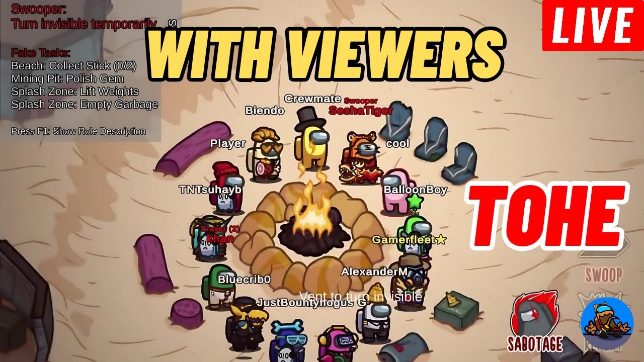 🔴 AMONG US "TOHE" LIVE || PLAYING WITH VIEWERS || JOIN UP || 15 PLAYERS ...