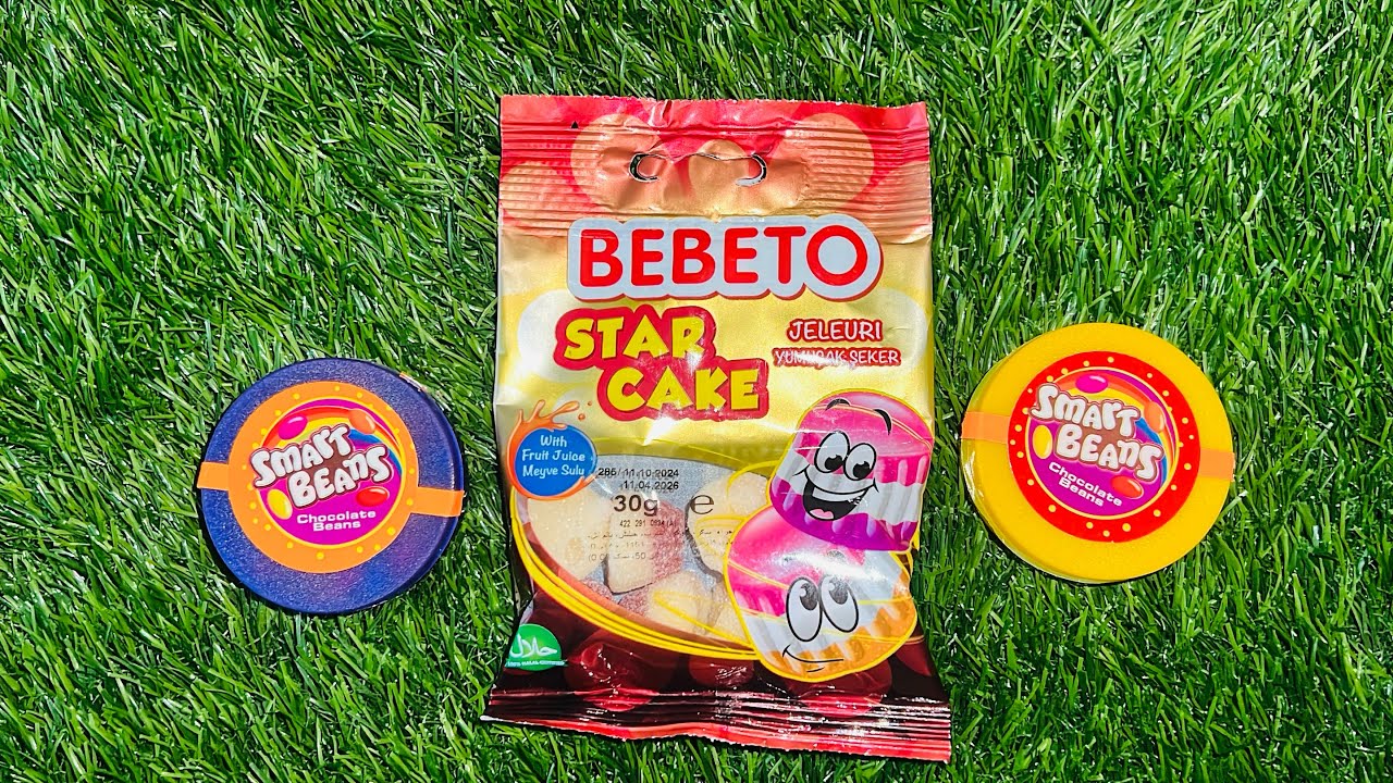 Satisfying ASMR rainbow smart beans and soft juicy Bebeto Star Cake ...