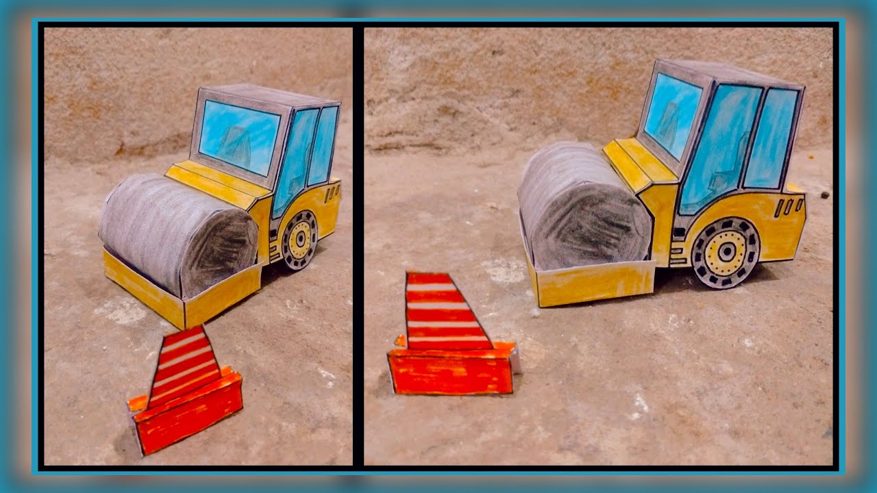 How to make paper toy road roller for kids | Easy paper craft | Paper ...