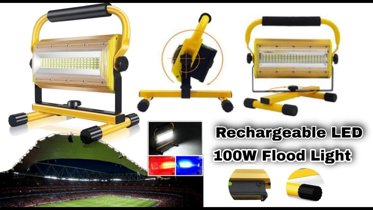 Rechargeable LED Floodlight 100W Super Bright Waterproof Portable LED ...