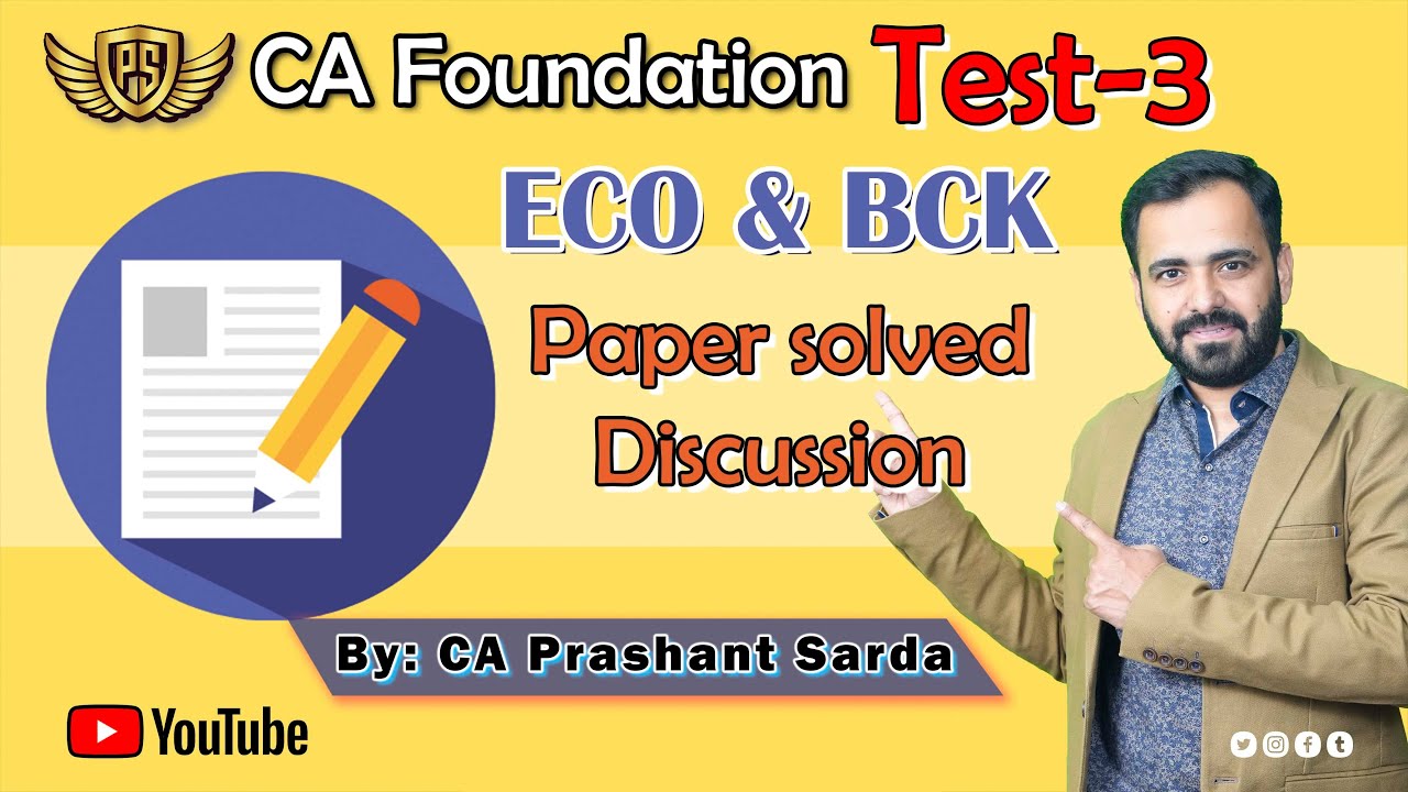 CA GATE Test Series - CA Foundation Test - 3 (ECO & BCK) - Paper Solved ...