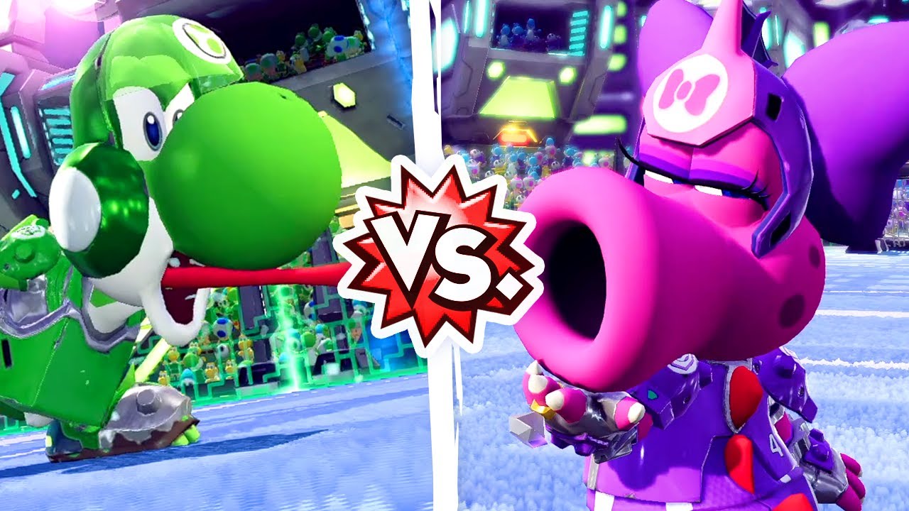 Mario Strikers Battle League - Green Muscle Yoshi Vs. Shellfish Birdo ...