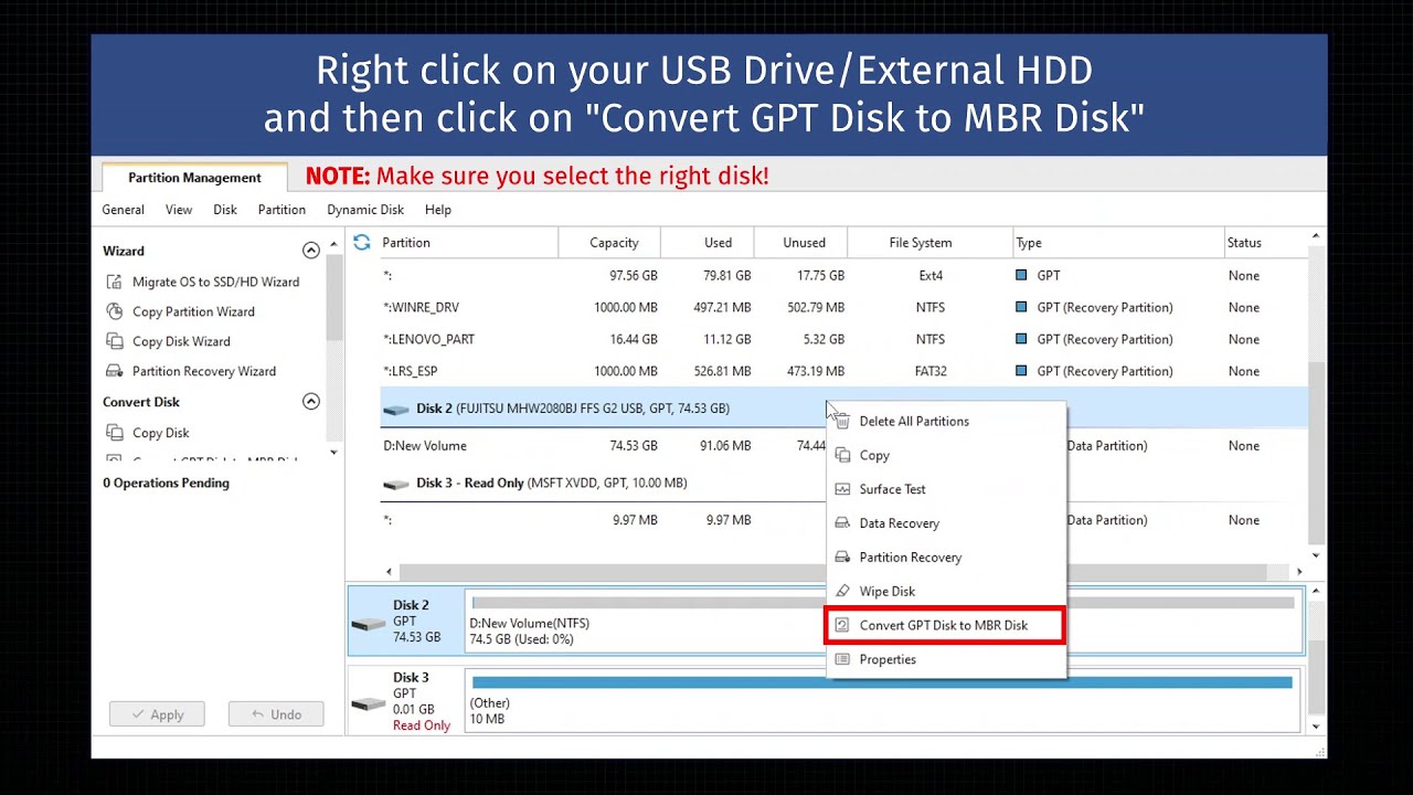 Set Drive Partition Style to MBR using MiniTool Partition Wizard - YouTube
