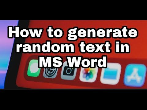 How to Generate Random Text in Microsoft Word || How to add random text ...