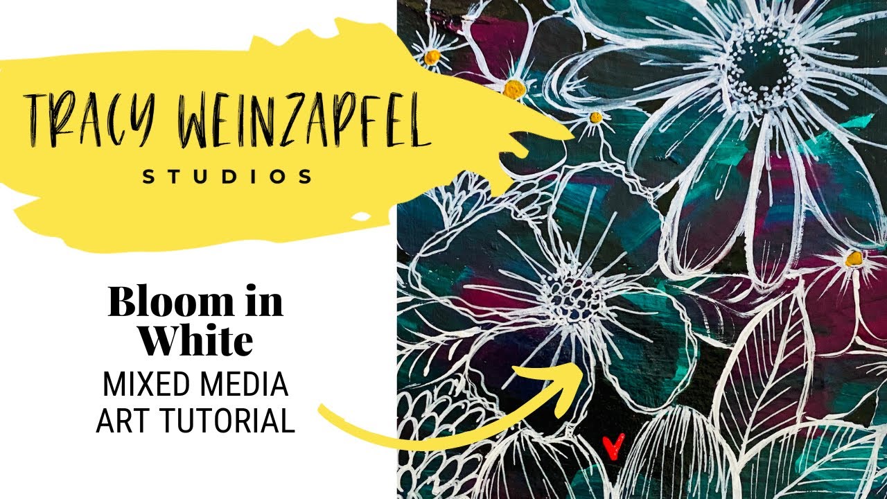 Bloom in White (Mixed Media Art Tutorial) - YouTube