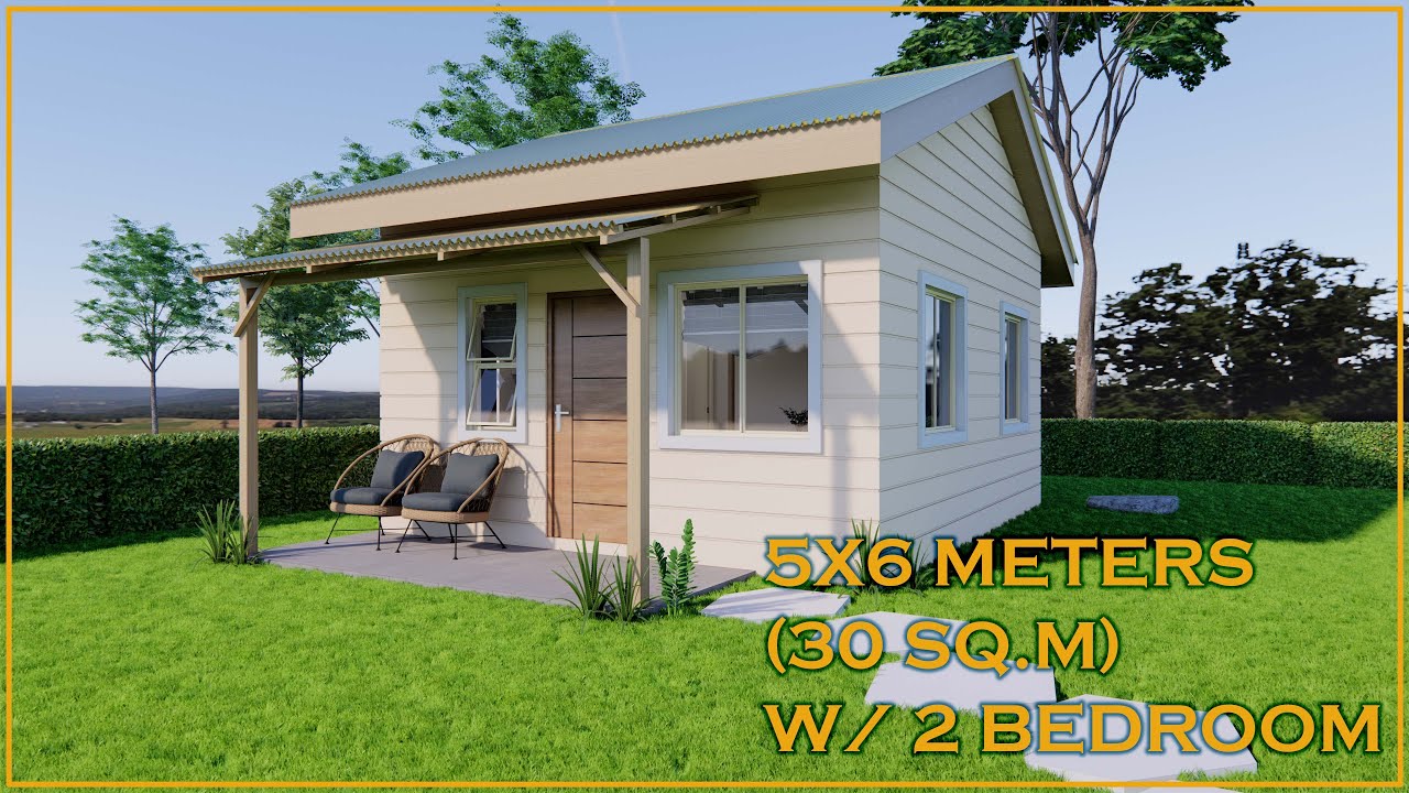 SMALL HOUSE DESIGN 5X6 METERS W/ 2 BEDROOM - YouTube