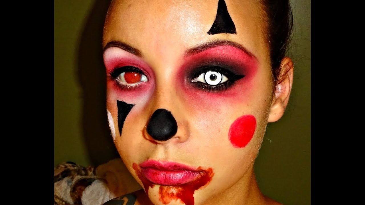 Halloween Series 2016: Easy Red, White, & Black Clown Tutorial - YouTube