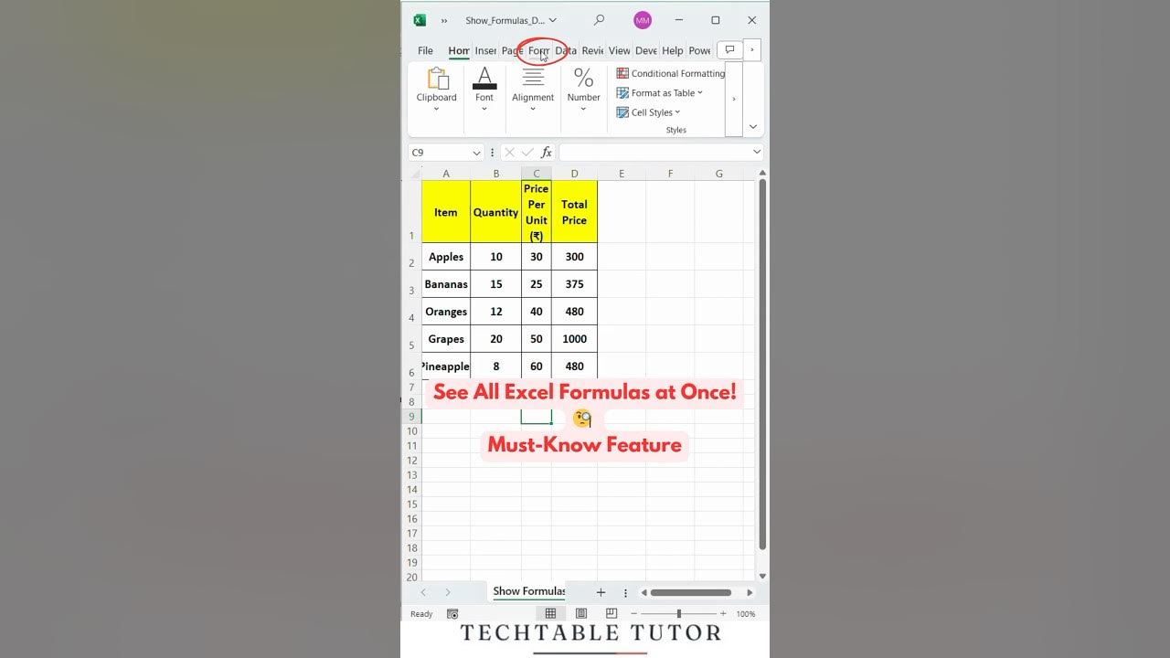How to Show Formulas in Excel: Simple Steps! #excel #excelshorts #exceltricks - YouTube