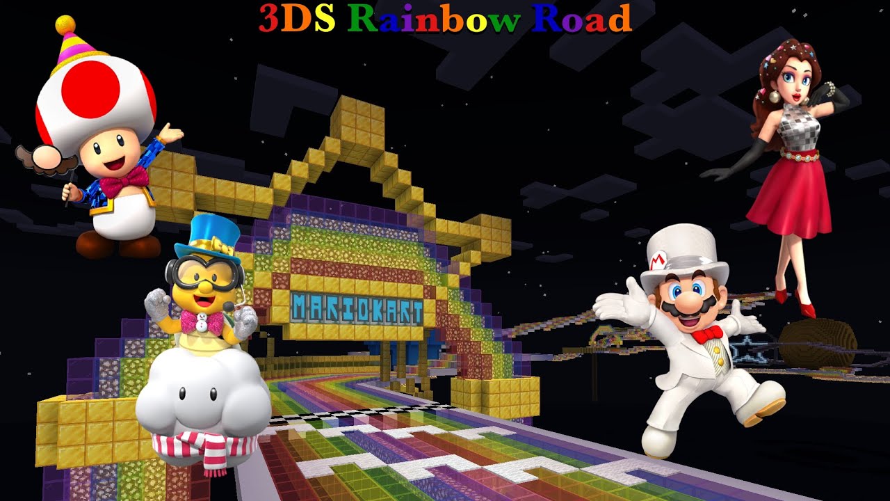3DS Rainbow Road Minecraft Mario Kart Tour - YouTube