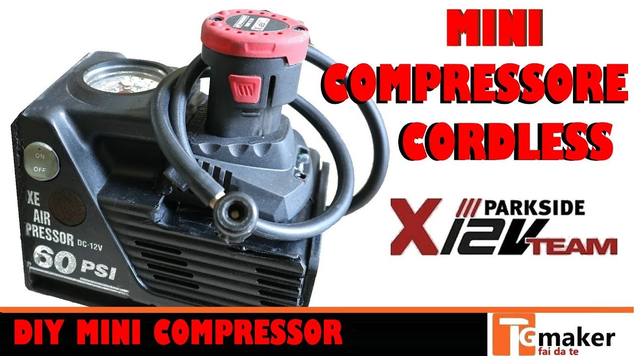 MINI COMPRESSORE CORDLESS 12 VOLT con batteria Parkside - YouTube