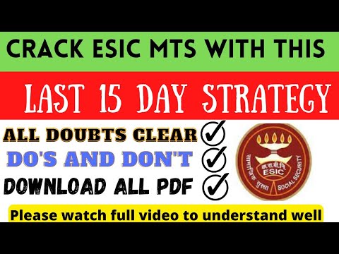 ESIC MTS Last 15 Day Strategy | Esic Mts Exam Date - YouTube