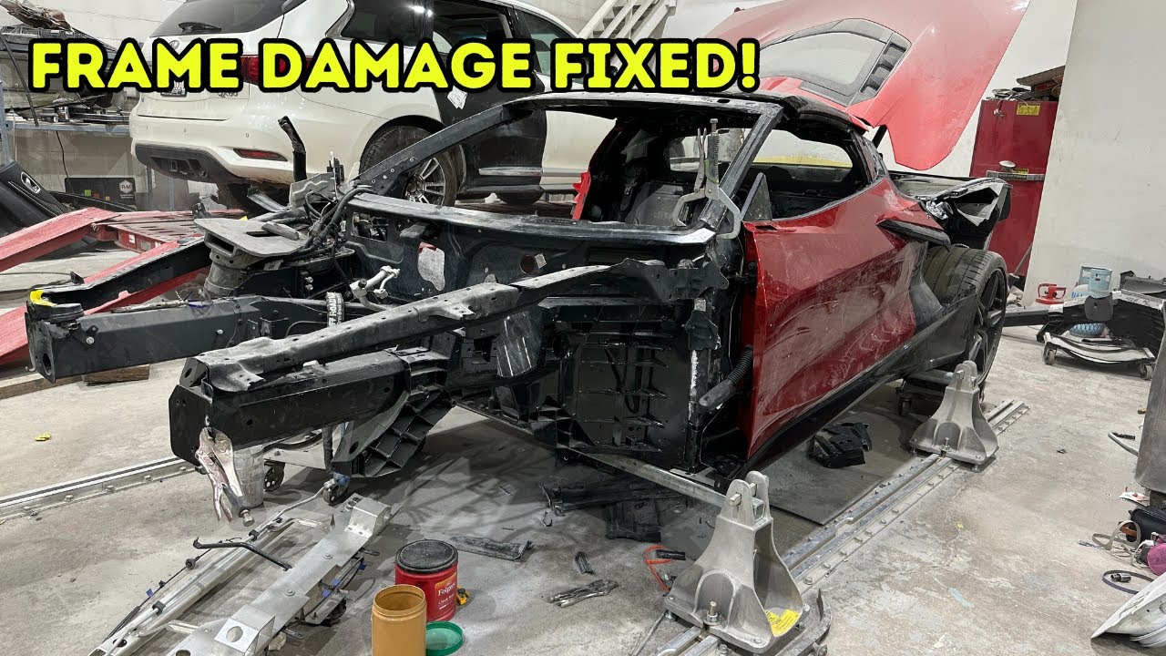 Frame damage finally fixed! REBUILDING A 2020 C8 Z51 CORVETTE PART 8 ...