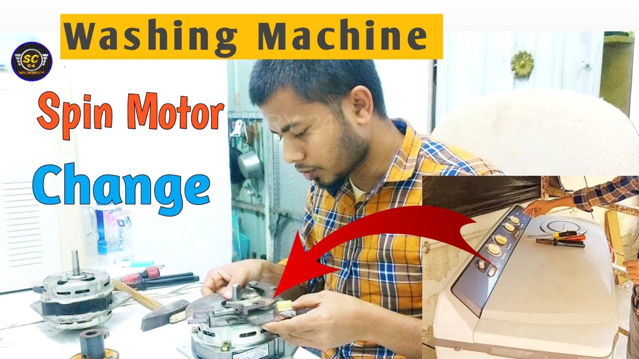 How To Change Washing Machine Spin Motor | Spin Dryer Repair - YouTube