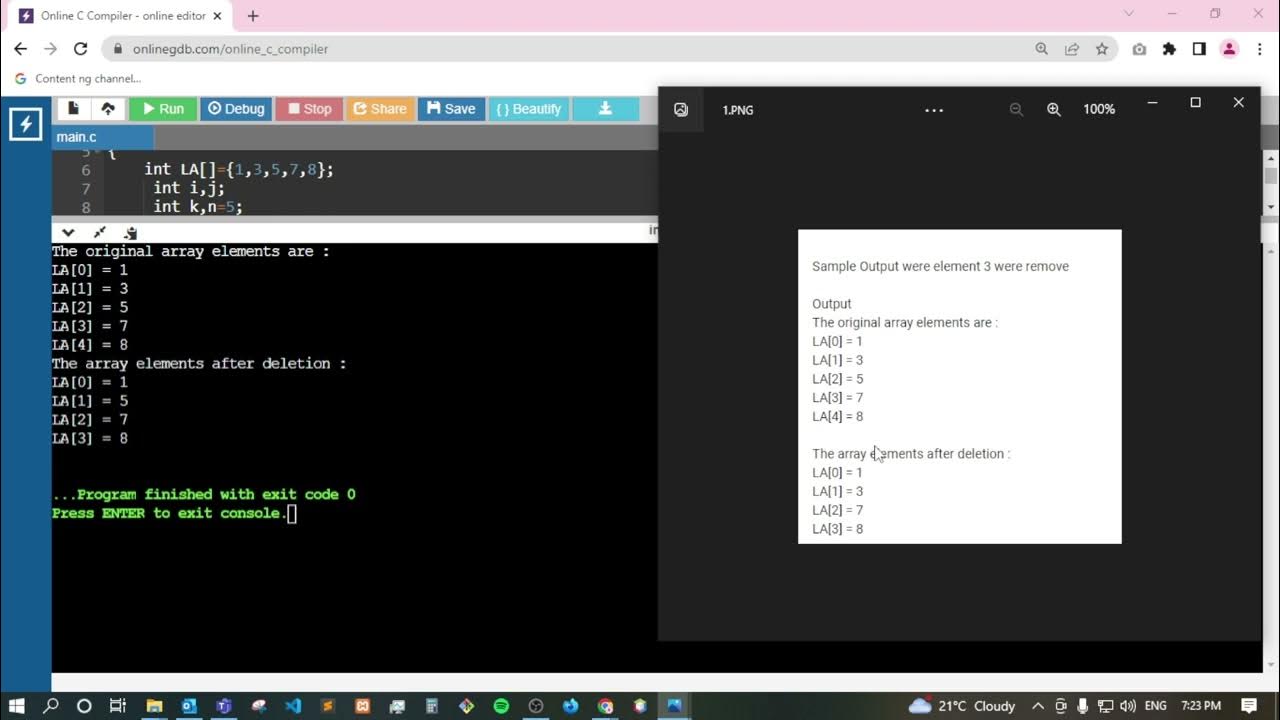Create an Array with 5 integers (elements) and then DELETE the SECOND elements. - YouTube