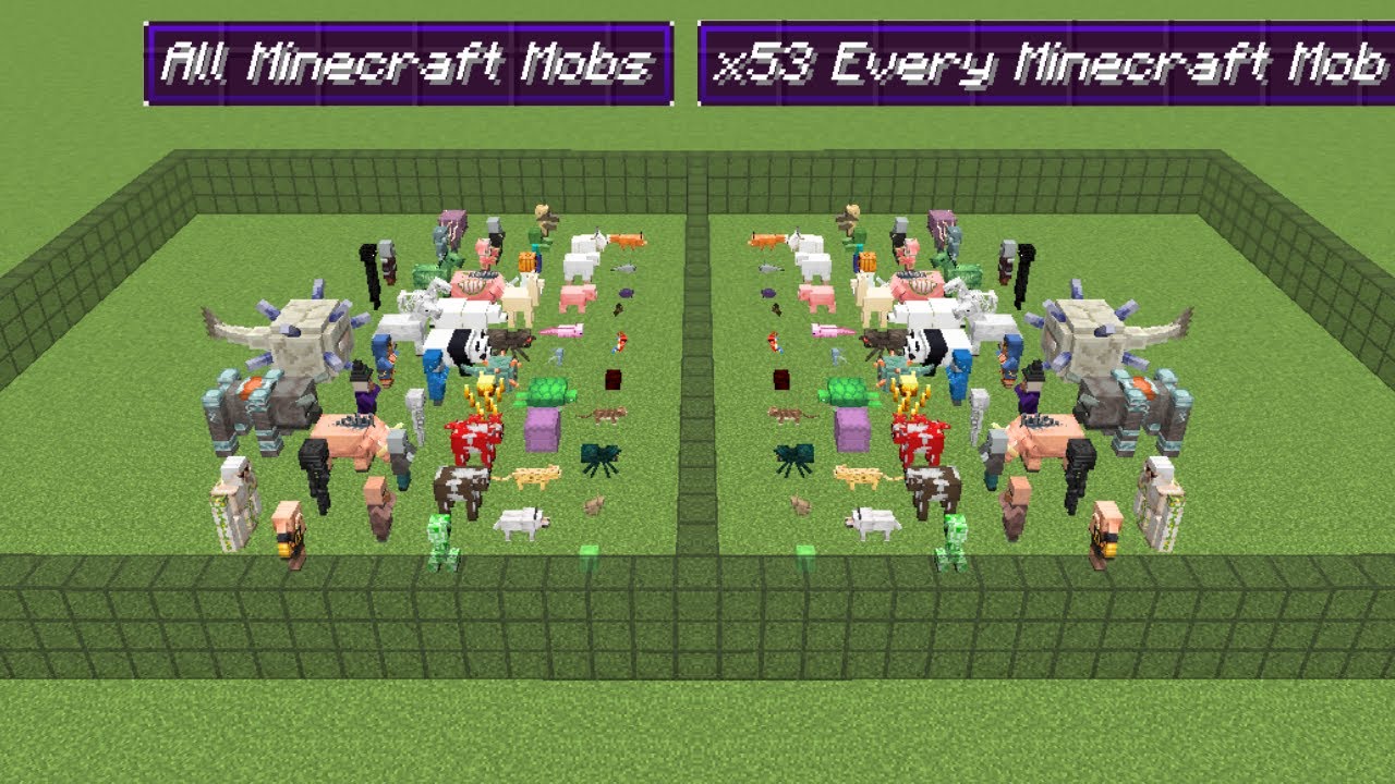 all minecraft mobs in a team vs x53 of every mob | Minecraft Mob Battle ...
