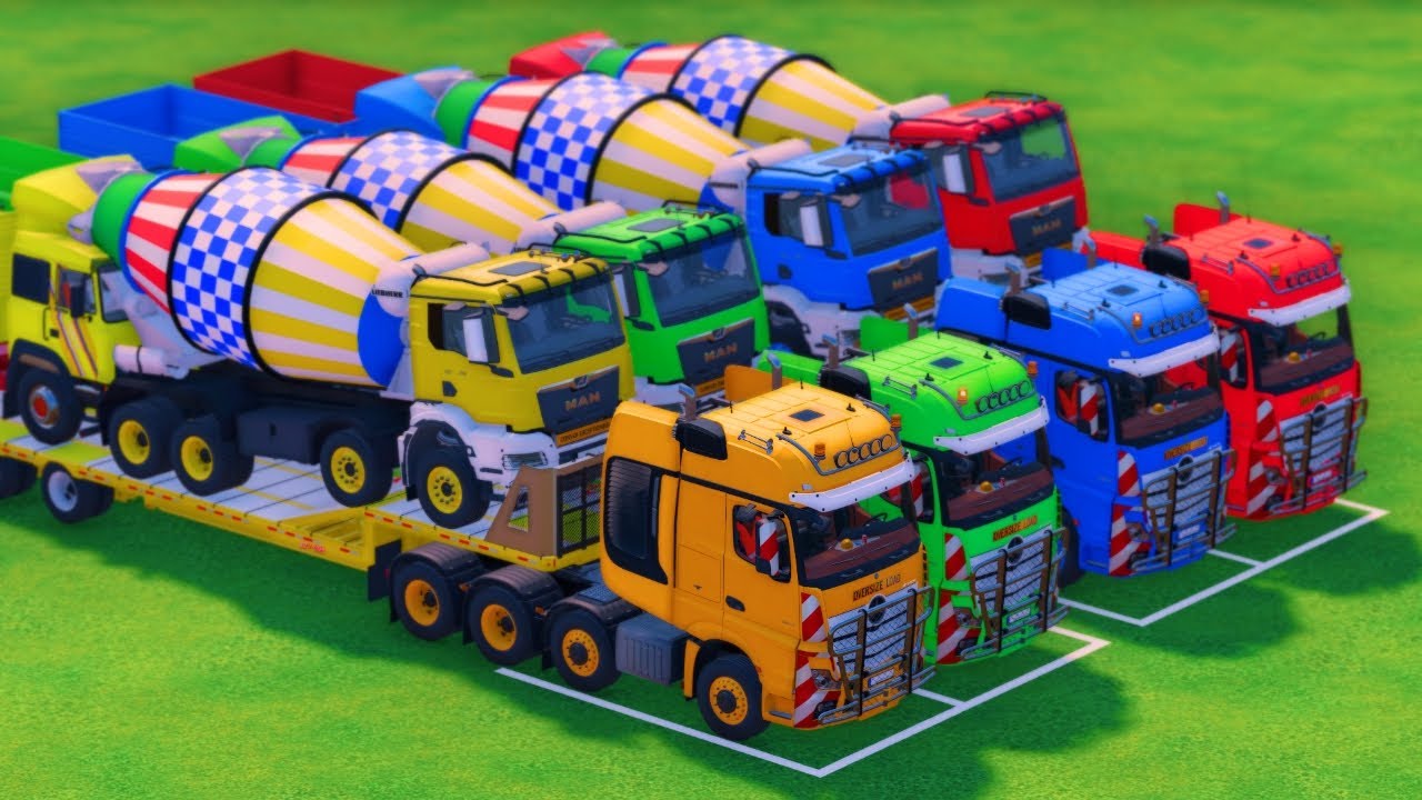 Transport work with colors TRUCK CARS with All Mixer Transporting In ...