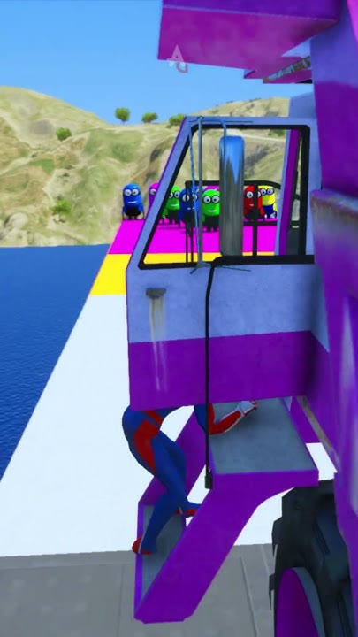 GTA V Spiderman vs Red Hulk crazy epic water ragdolls Truck jump fails ...