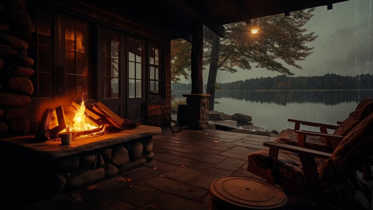 Sleep Well And Reduce Stress with Rain Falls in Cabin Porch In Tropical ...