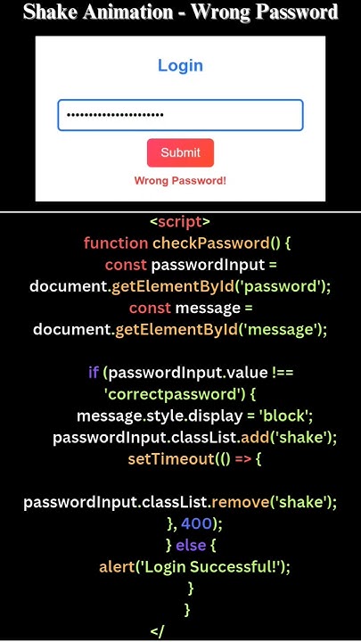 ⚡ Shake Effect for Wrong Password | Must-Try JavaScript Hack #shortvideo - YouTube