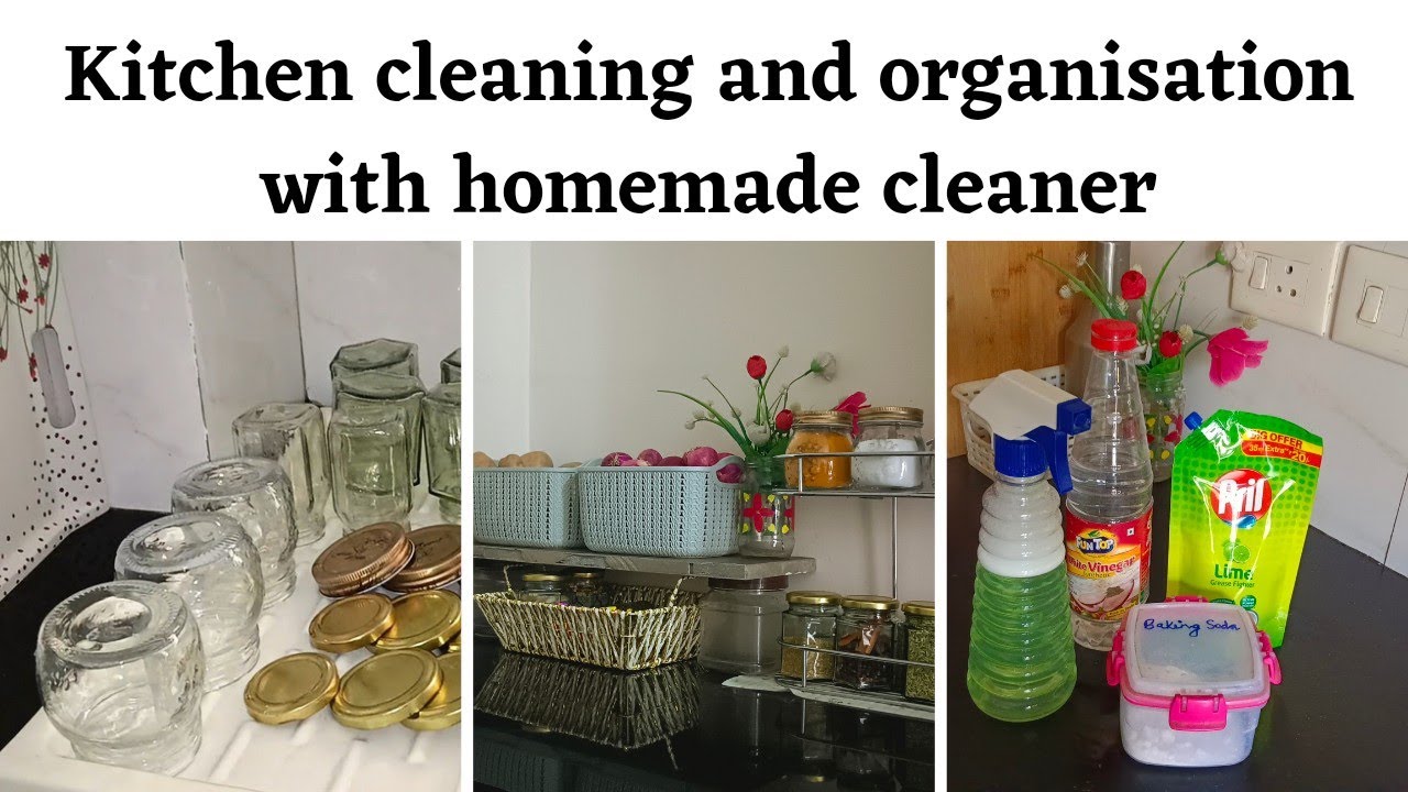 kitchen cleaning and organisation with homemade all purpose cleaner ...