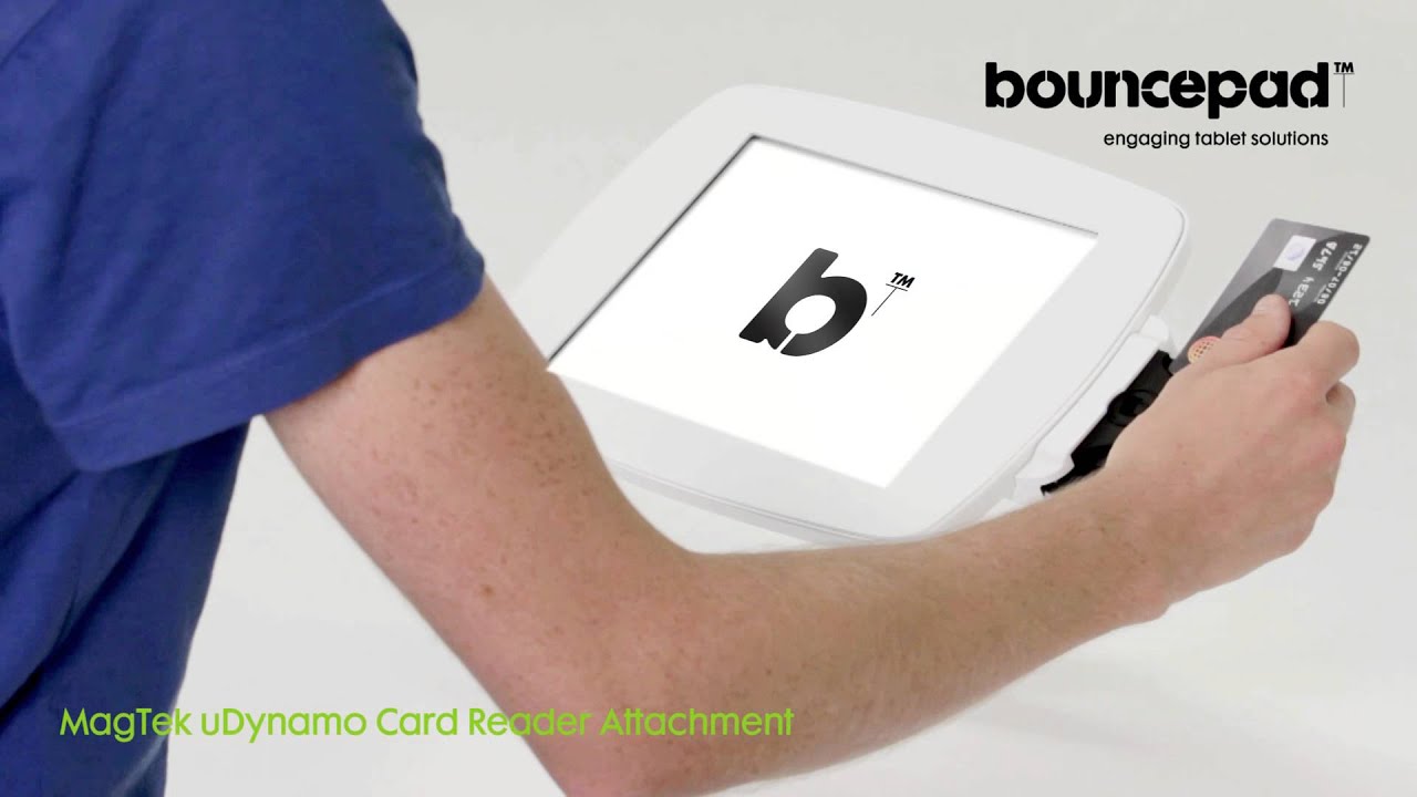 iPad POS stand MagTek uDynamo card reader mount - Bouncepad - YouTube