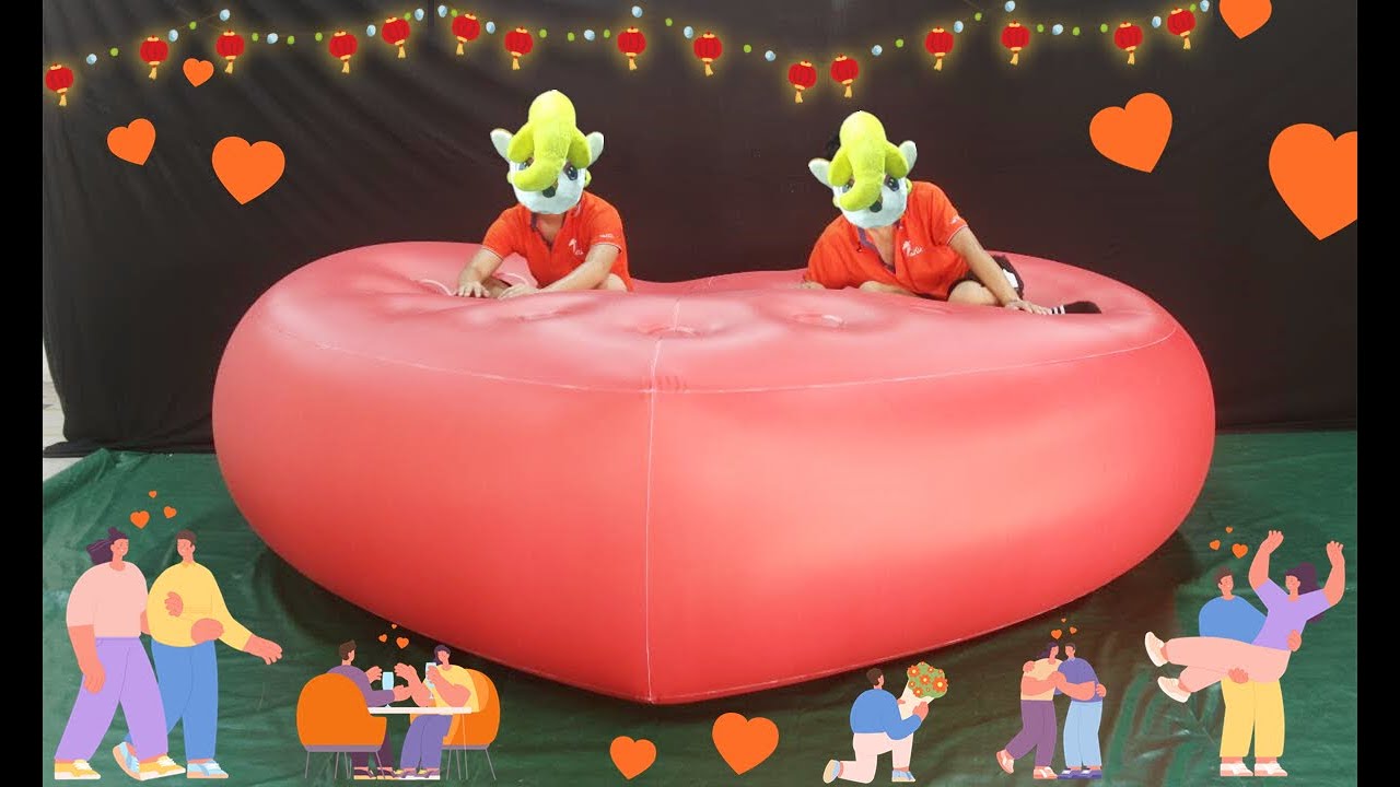 red heart sofa bed, inflatable airbed, air mattress - YouTube