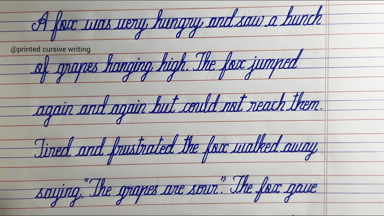 CURSIVE WRITING in 4 lines One page cursive writing Moral story 1 - YouTube