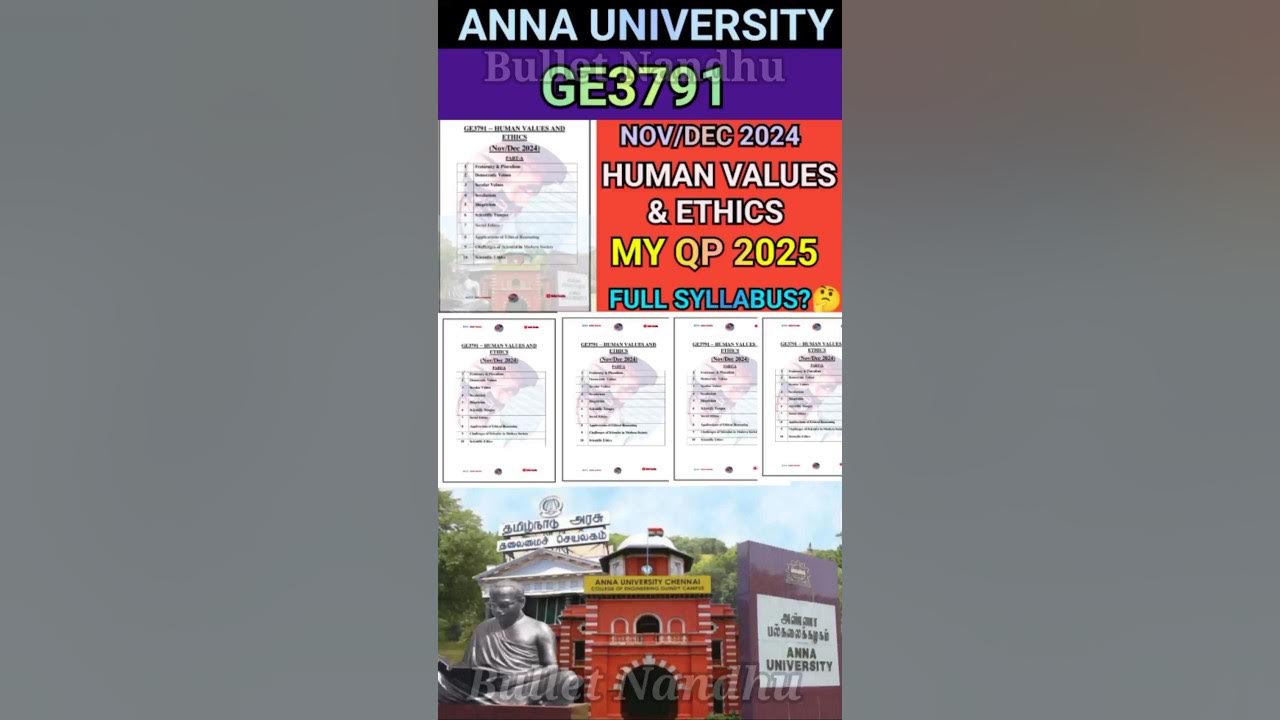 Human Values & Ethics Question Paper 2025#shorts#annauniversity #ge3791 ...