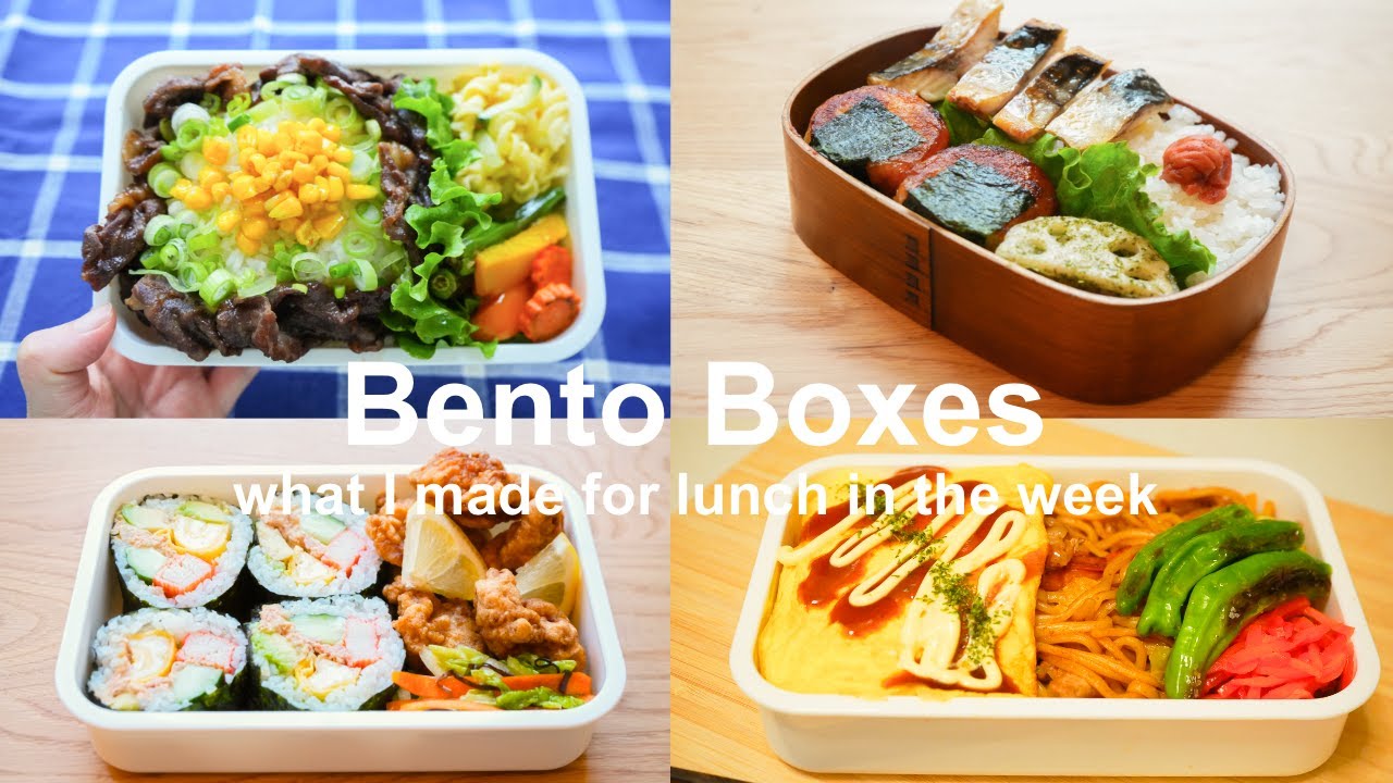 Bento box lunches | making salad sushi roll, karaage chicken, and more ...