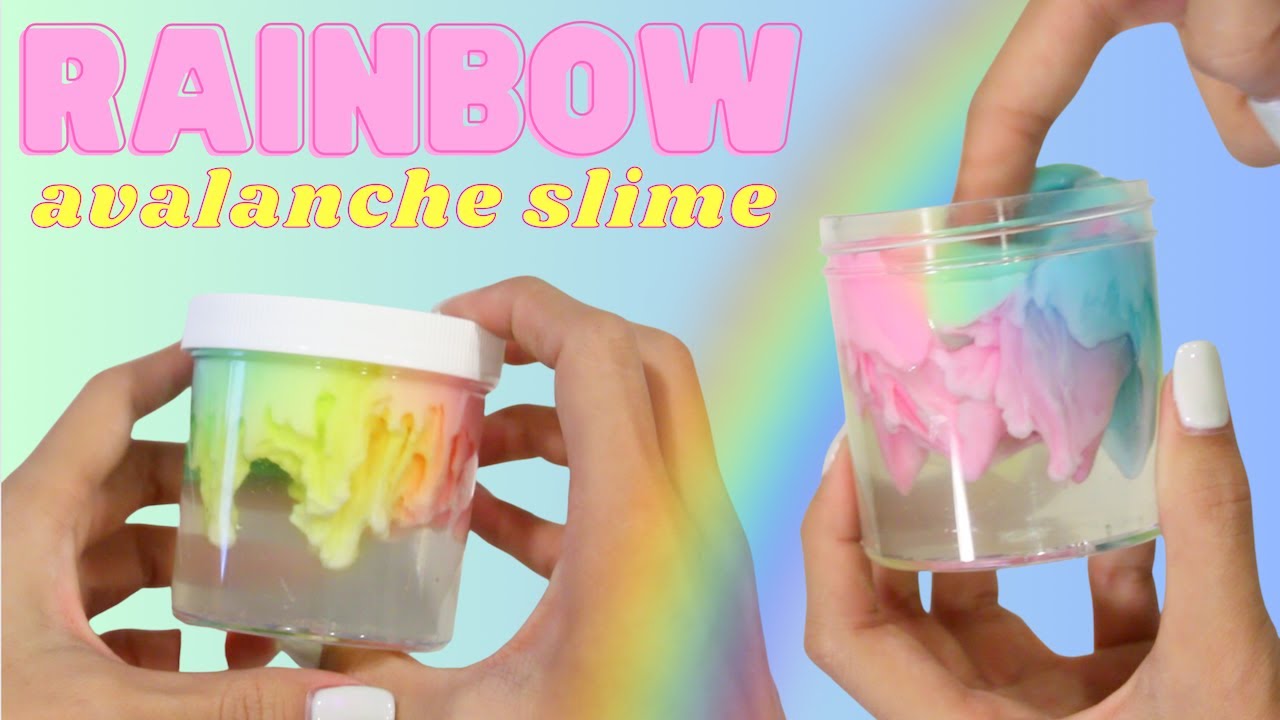 How To Make White & Clear Slime Into Rainbow Avalanche Slime, ASMR With Balloons! - YouTube