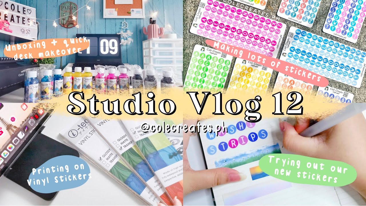 🎄Studio Vlog 12: making lots of stickers, packing orders, re-sticking ...
