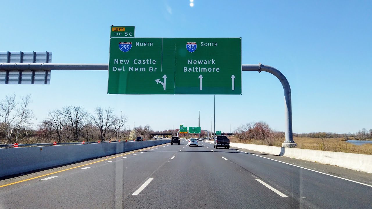 Interstate 95 south in Delaware | PA border to Christiana, DE - YouTube