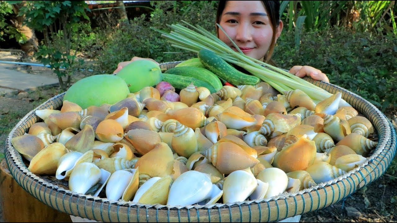 Yummy Sea Snail Cooking Mango Salad - Sea Snail Cooking - Cooking With ...
