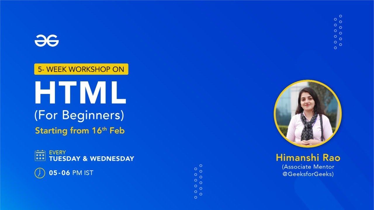 Workshop | HTML | Week 3 - Day 2 - YouTube