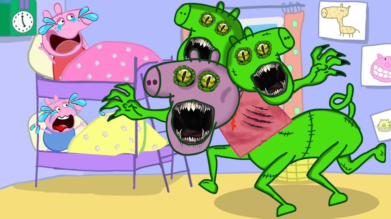 Zombie Apocalypse, Peppa Pig turns into the Three - Headed Zombie ...