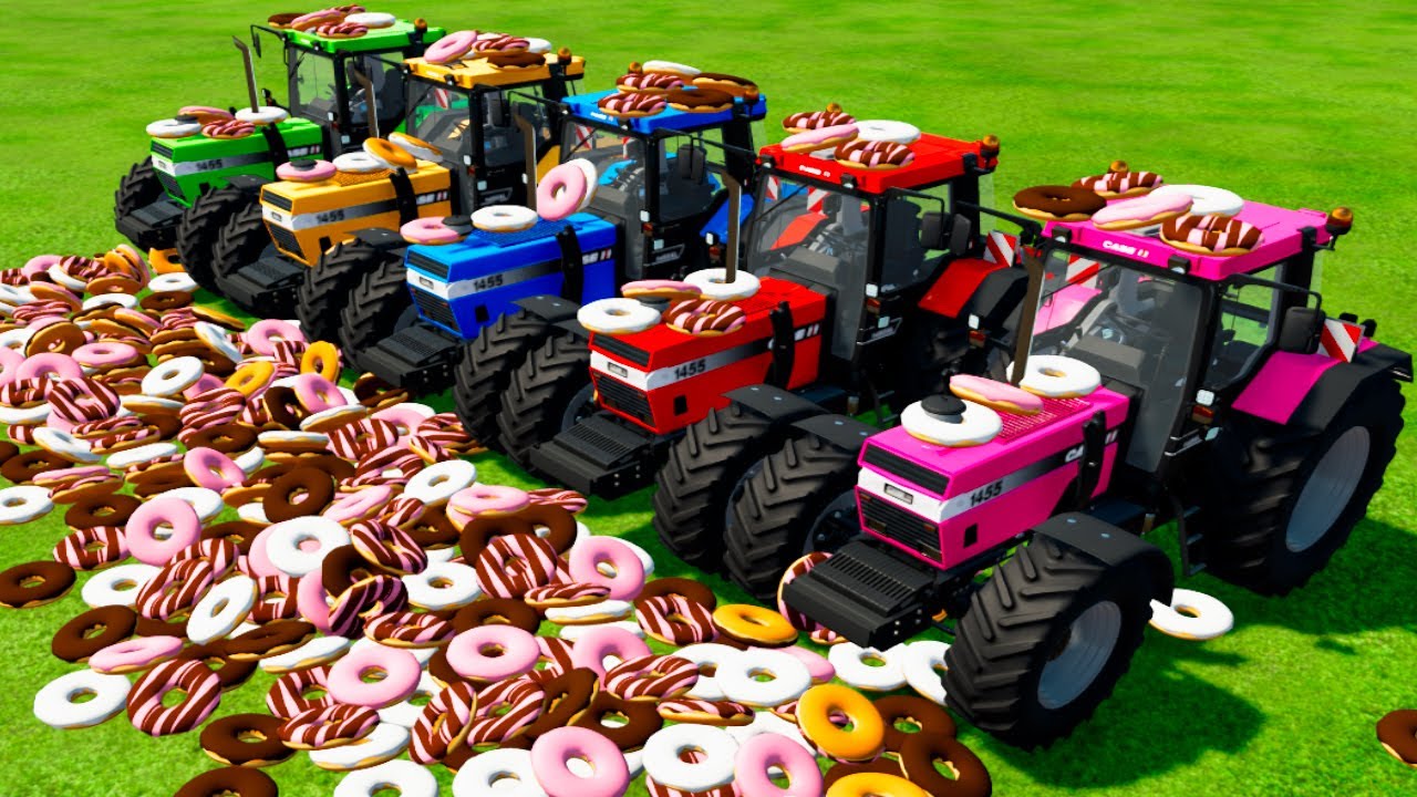LOAD AND TRANSPORTING DONUTS WITH CASE TRACTORS - Farming Simulator 22 ...