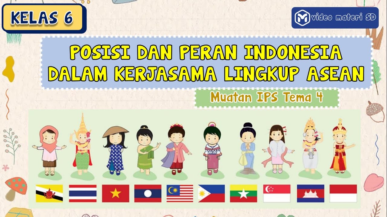 KELAS 6 TEMA 4 | IPS | KERJASAMA ASEAN BIDANG SOSIAL BUDAYA, POLITIK ...
