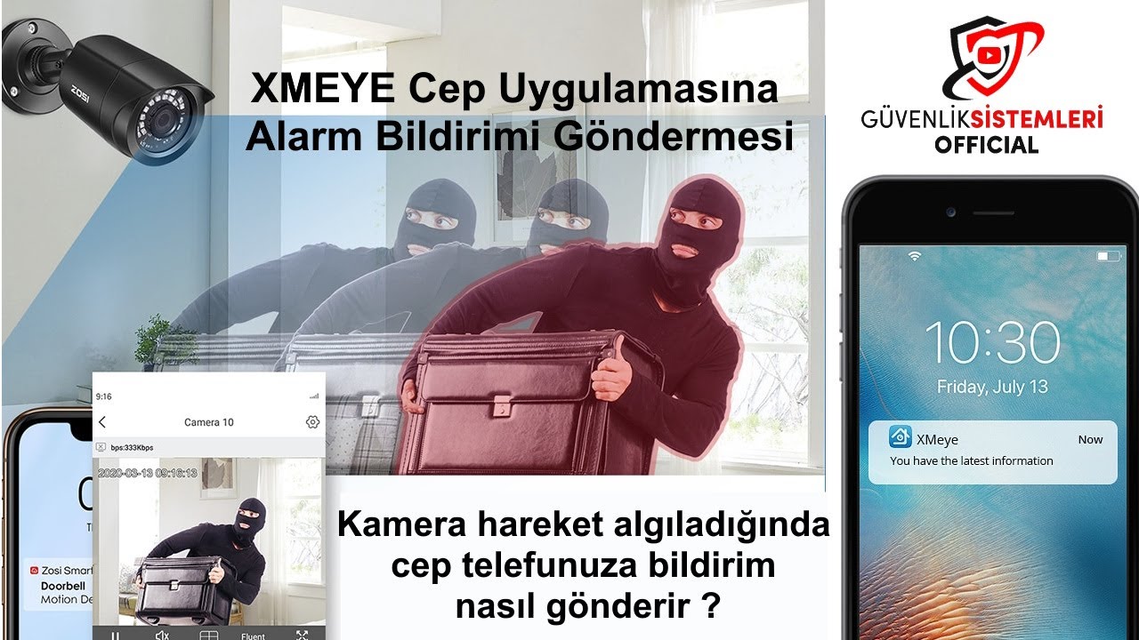 Xmeye kamera sistemi popup alarm bildirim ayarları - YouTube