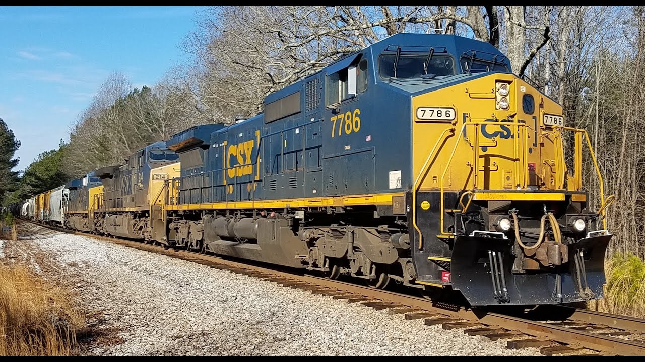 CSX Train Q583 With CSX Leader 7786 At Waxhaw NC On The CSX Monroe Subdivision. 1-16-2021 - YouTube