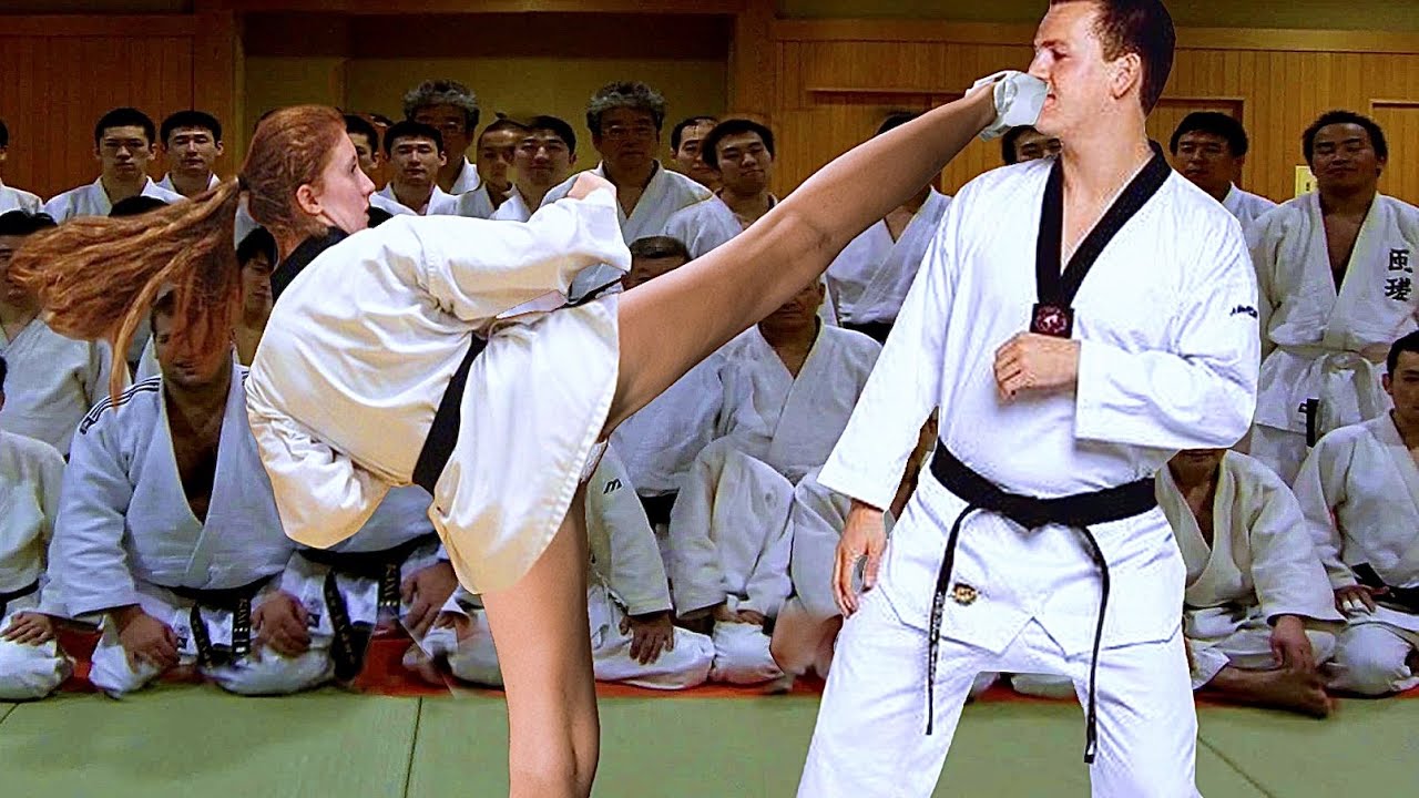 Karate Woman Beats Man