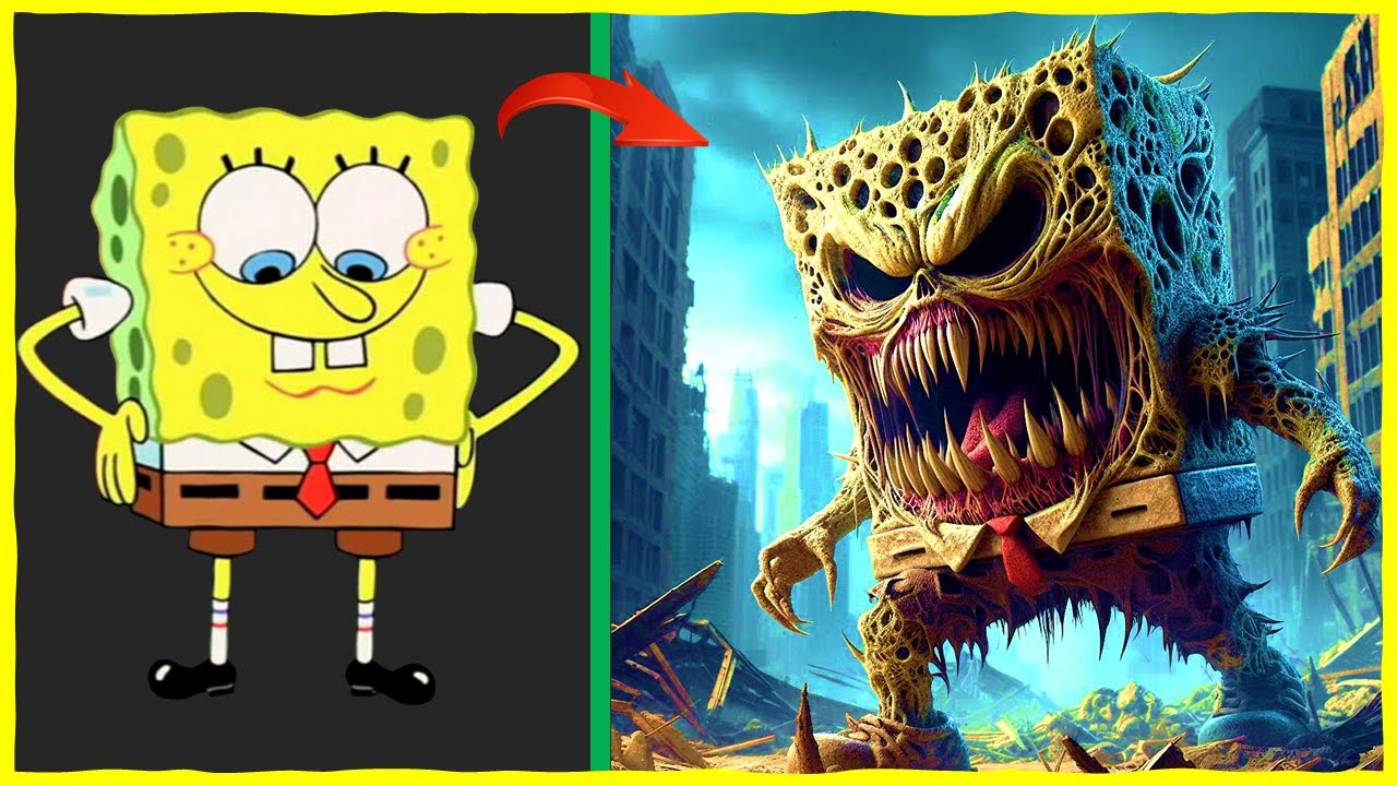 SpongeBob SquarePants as MONSTERS All Characters 2024 🌟 - YouTube