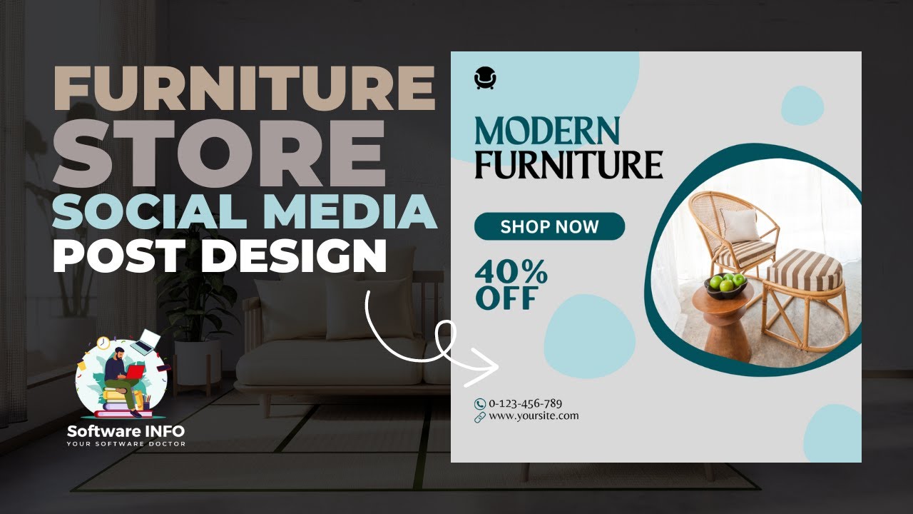 CANVA TUTORIAL | FURNITURE STORE SOCIAL MEDIA POST DESIGN | Software ...