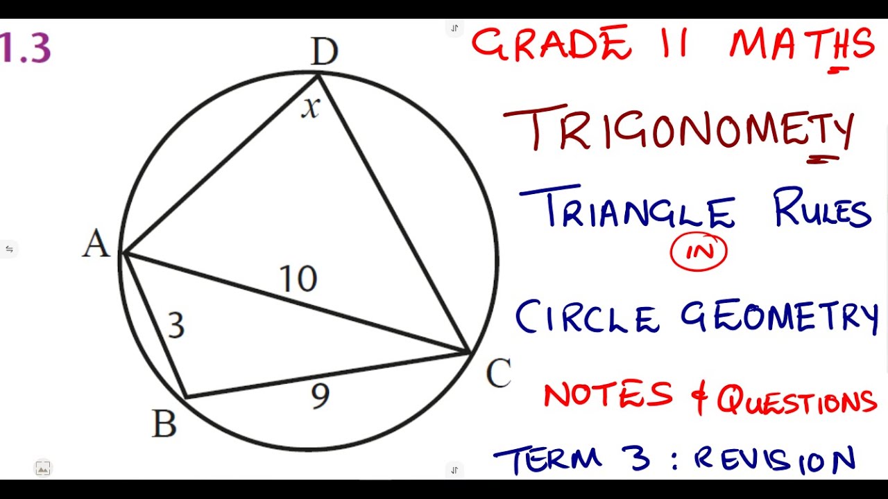 Mathematics Grade 11 2D Trigonometry - Triangle rules in Circle ...