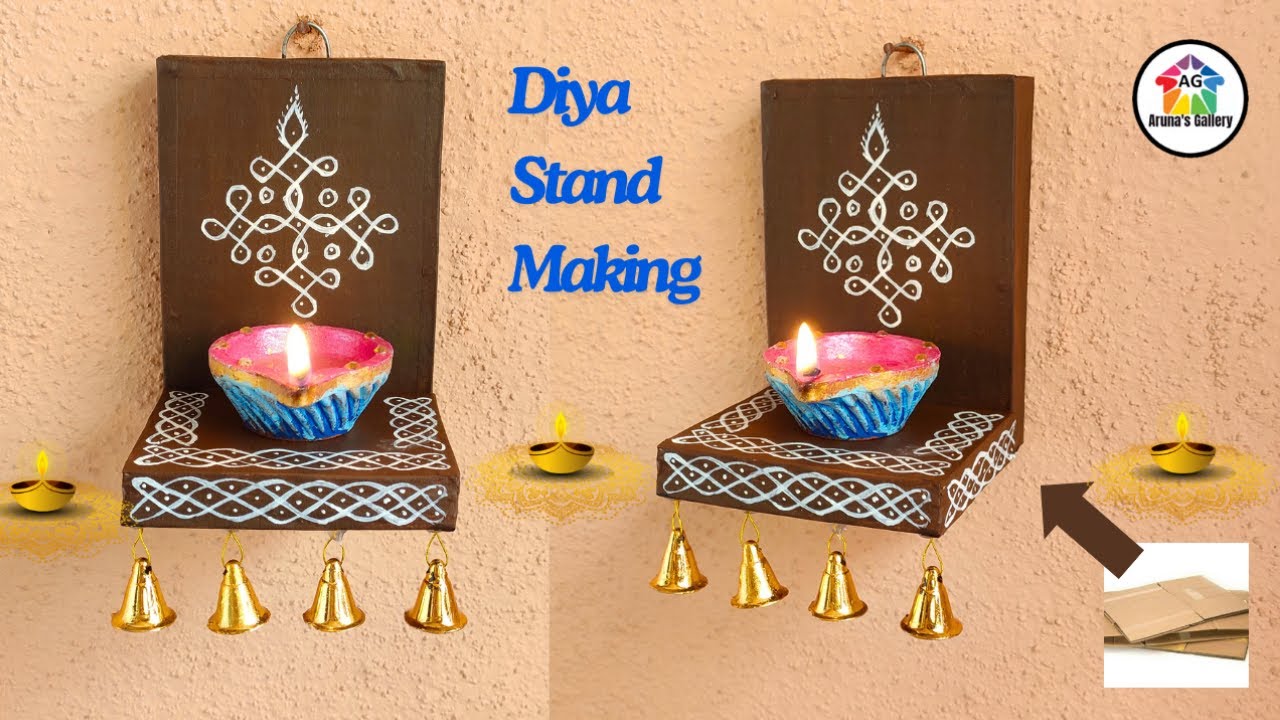 Diya stand making at home with cardboard | Diwali home decoration idea ...