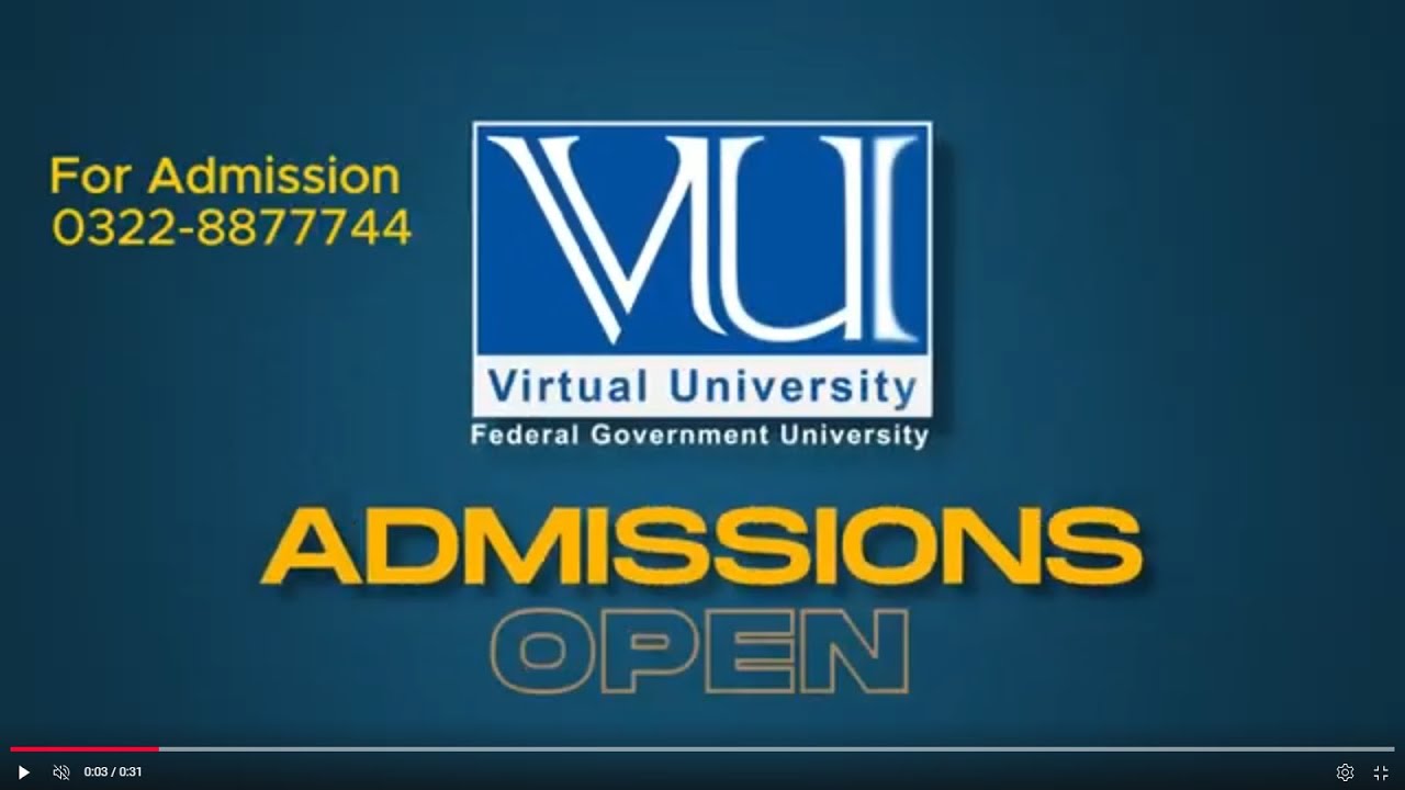 Virtual University Admission 2025 | VU Admission 2025 | Virtual ...