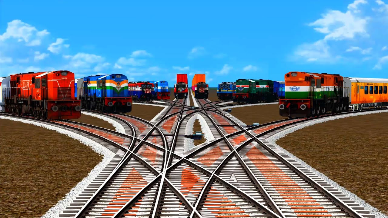 9 Train Crossings On The Most Extreme Messy Nine Branch Railway Tracks🚦 ...