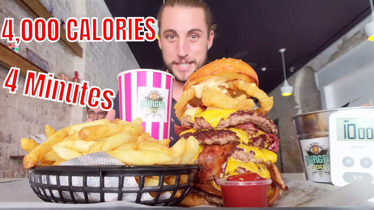4,000 Calorie Challenge in 4 Minutes | Australian Burger Challenge ...